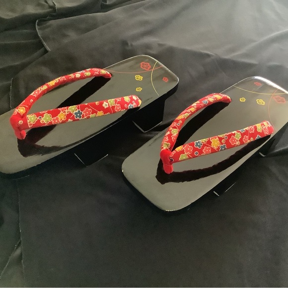 Art | Vintage Okobo Traditional Japanese Wooden Sandals Flat Wood Base ...